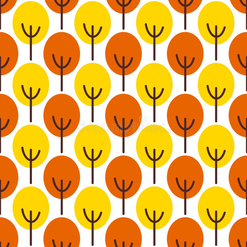 Cute Autumn Trees Vector Seamless Pattern Isolated on White Stock ...
