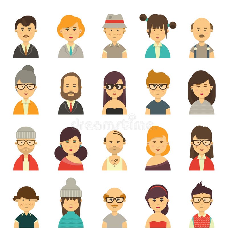 Cute avatars set stock vector. Illustration of employee - 81034051