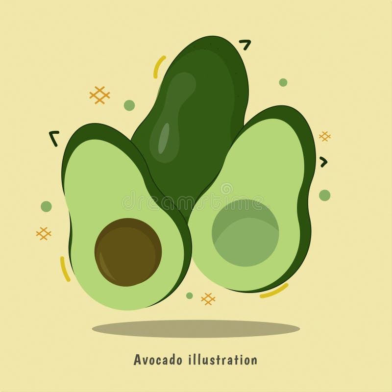 Cute Avocado Cartoon Illustration Clip Art Vector Element Stock Vector ...
