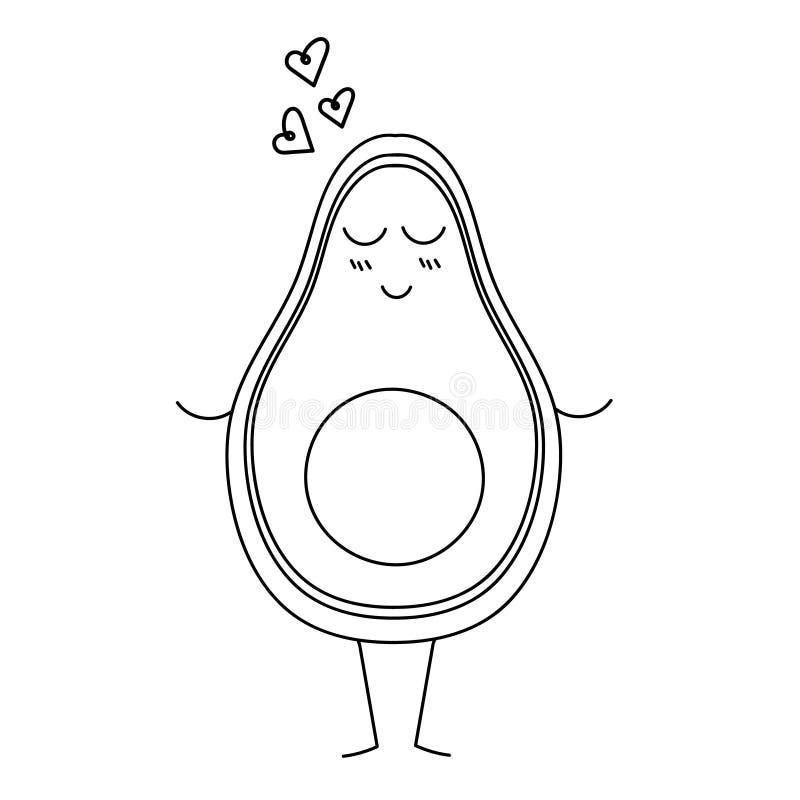 Cute Avocado with Smily Face. Vector Character Isolated Stock Vector ...