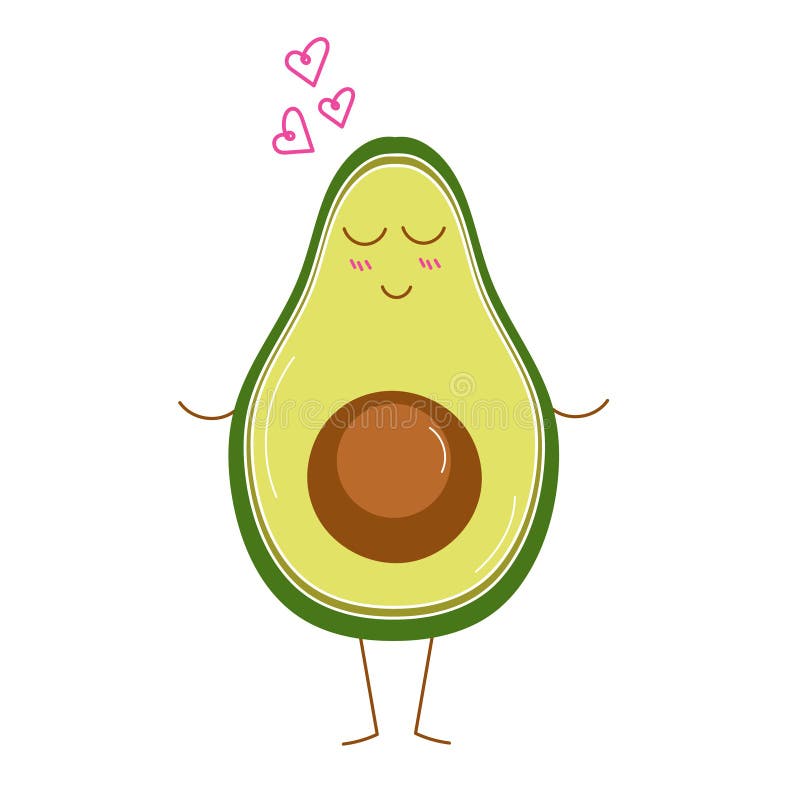 Cute Avocado with Smily Face. Vector Character Isolated Stock Vector ...