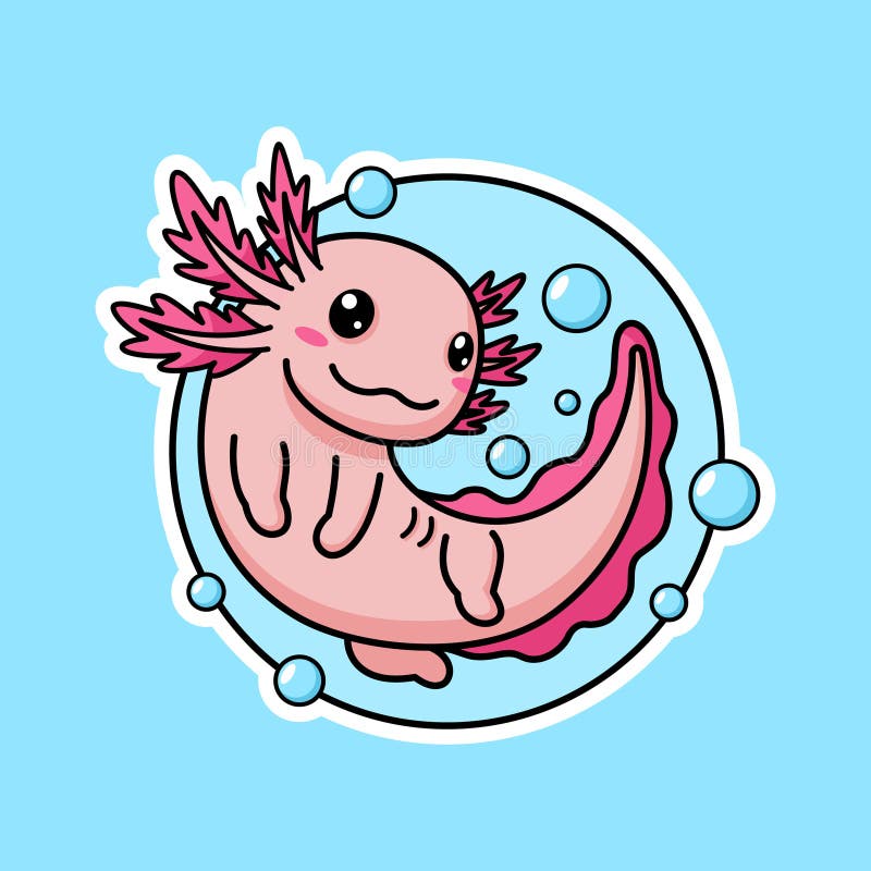 Cute Axolotl Cartoon Character Premium Vector Graphics in Stickers ...