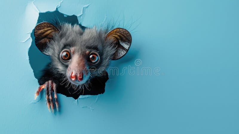 Cute Aye-aye Peeking through a Hole Stock Illustration - Illustration ...