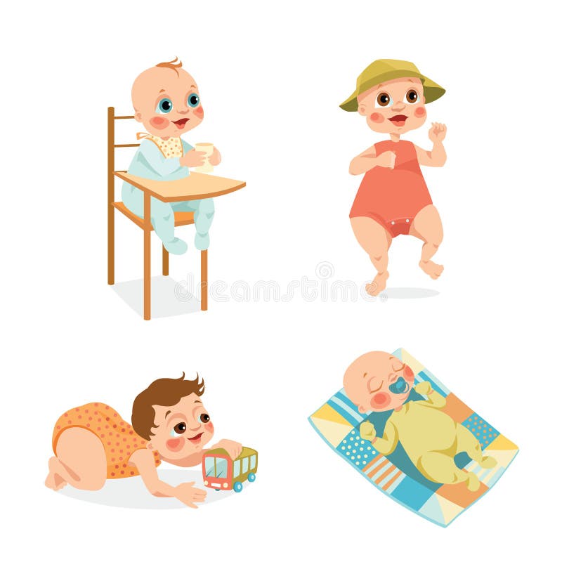 Cute Babies in Cartoon Style Stock Vector - Illustration of cute ...