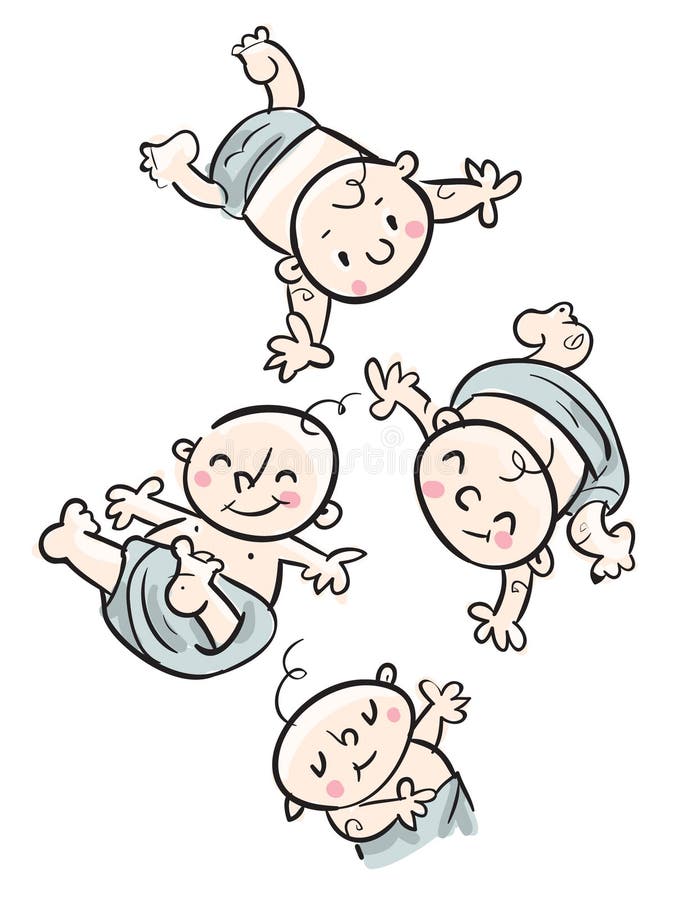 Cute Babies Flying Illustration Stock Illustration - Illustration of ...