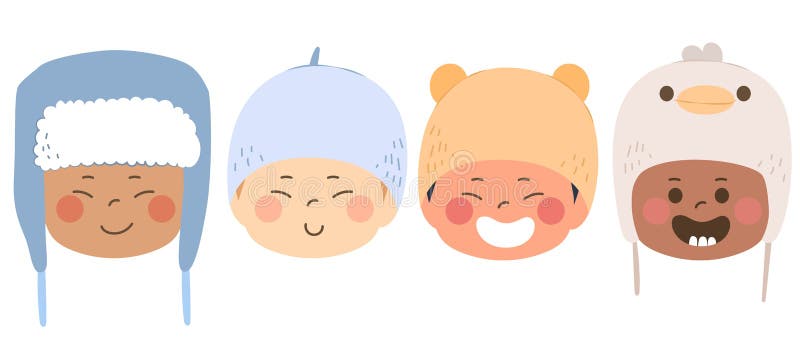 Cute Babies Wearing Hats stock vector. Illustration of black - 216071028