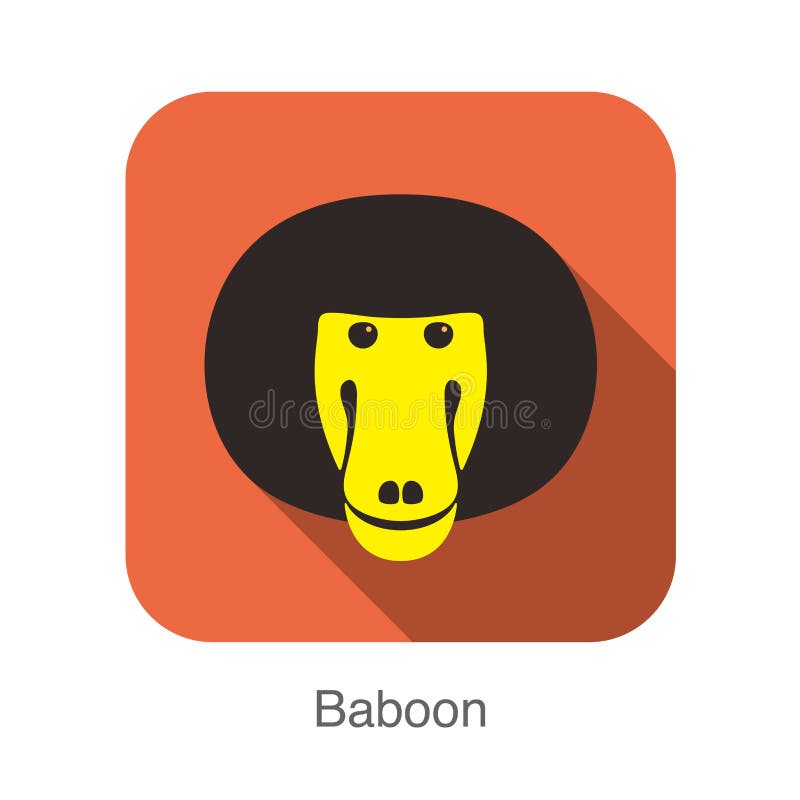 Cute Baboon Face Flat Icon Design, Vector Illustration Stock Vector ...