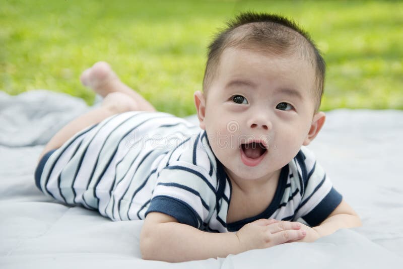 Cute baby stock photo. Image of head, happy, infant, lying - 15159390