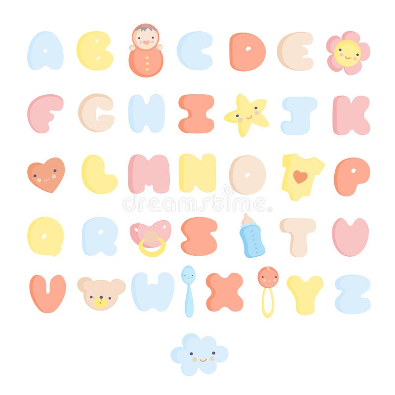 Baby Boy and Alphabet Blocks Cartoon Stock Vector - Illustration of ...