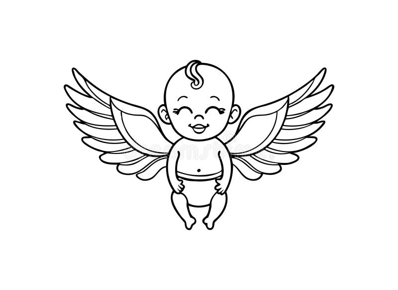 Baby Angel Outline Drawing Baby Loss Angel Baby Line Art | Newborn