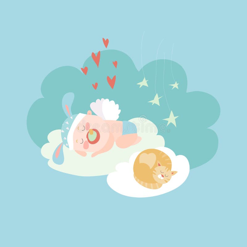 Angel Baby Sleeping Stock Illustrations – 338 Angel Baby Sleeping Stock ...