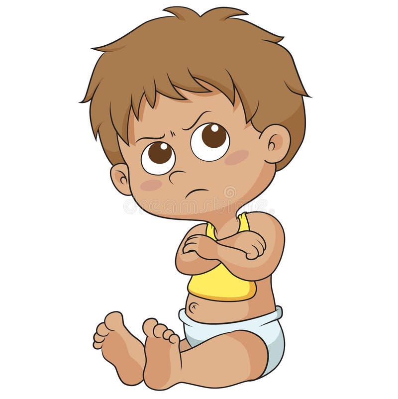 Cute baby angry. stock vector. Illustration of expression - 91675657