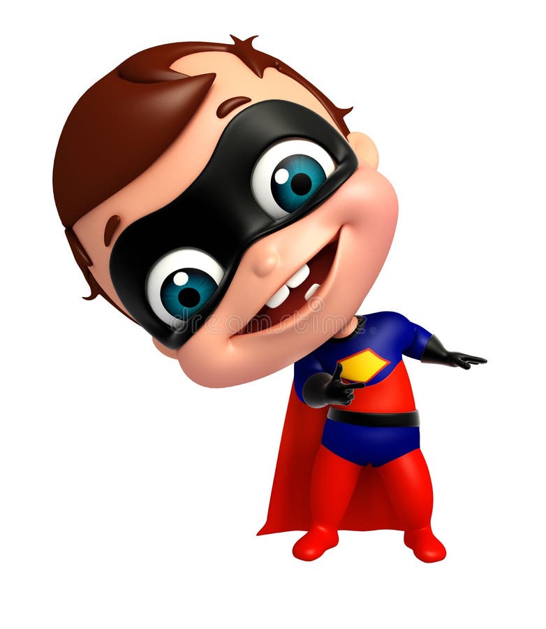 Cute Baby As a Superhero Pointing Pose Stock Illustration ...