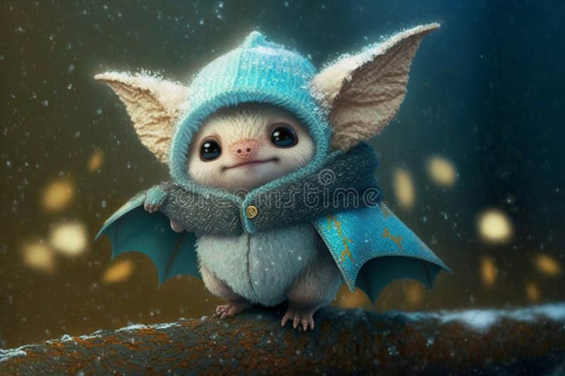Cute Baby Bat Wearing a Hat Stock Illustration - Illustration of cyan ...