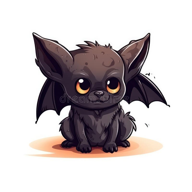 Cute Baby Bat on White Background Logo Digital Art. Generative AI Stock ...