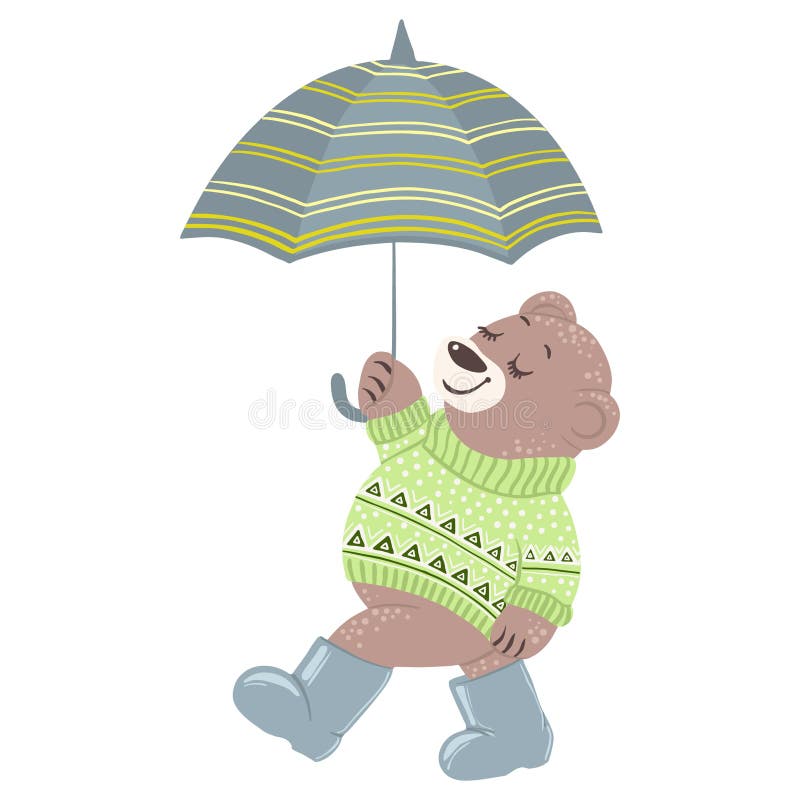 Baby Bear Sniffing the First Spring Flower, Vector Illustration Stock ...