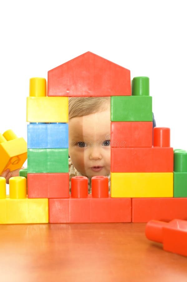 Cute baby with blocks stock photo. Image of young, portrait - 4261018