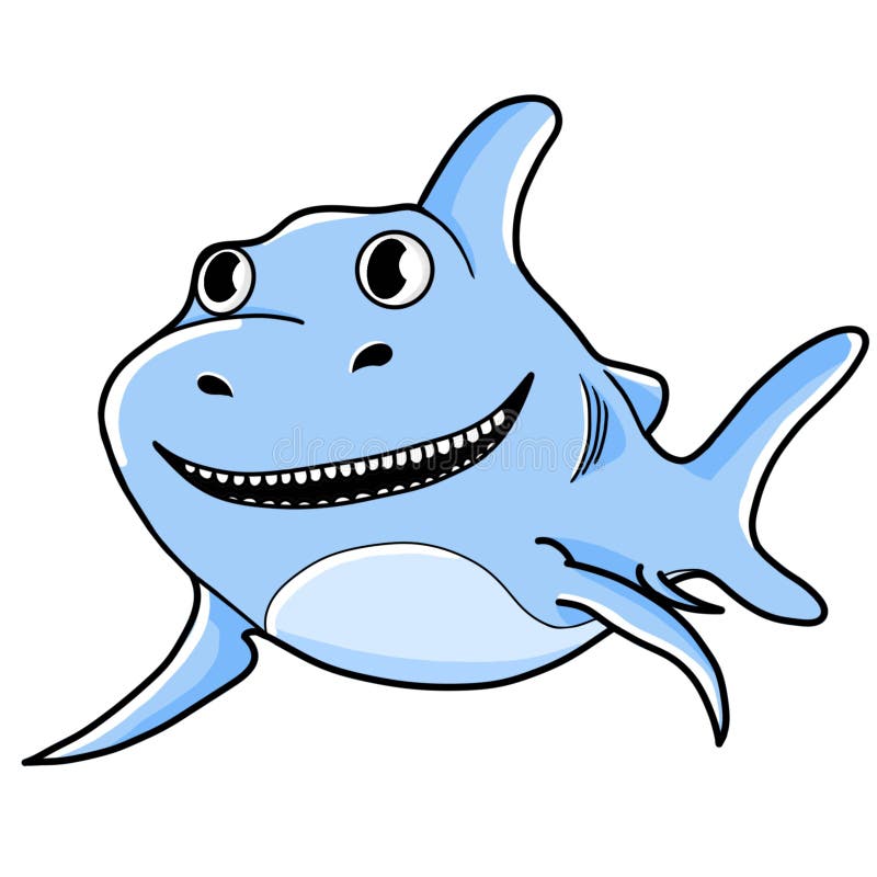 Cute baby blue shark icon stock illustration. Illustration of sketch ...