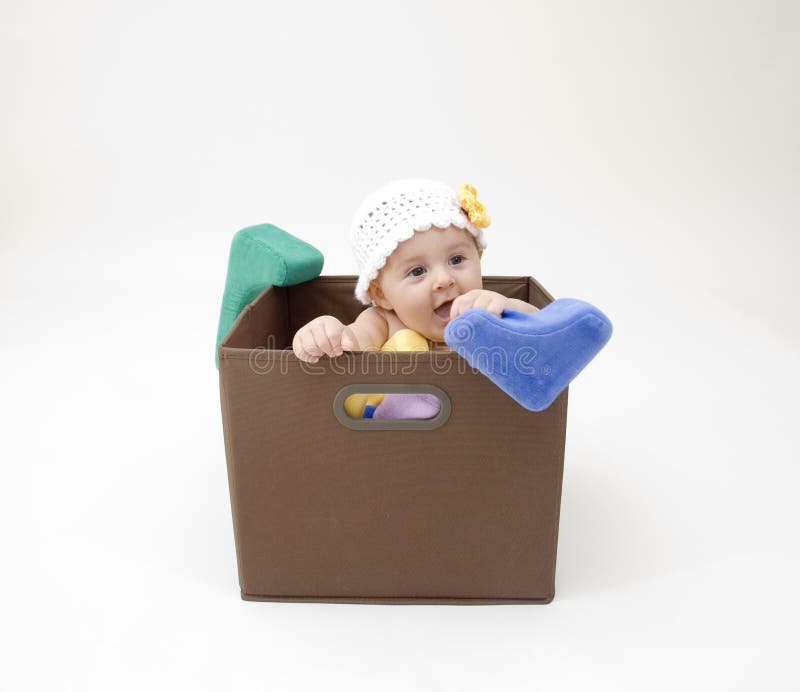 Cute Baby in Box stock photo. Image of crochet, expressive - 17095266