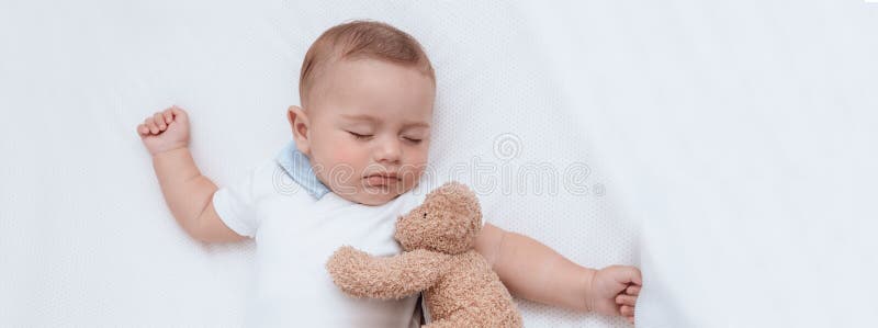 Cute Baby Boy with a Bear Toy Stock Image - Image of baby, close: 274737885