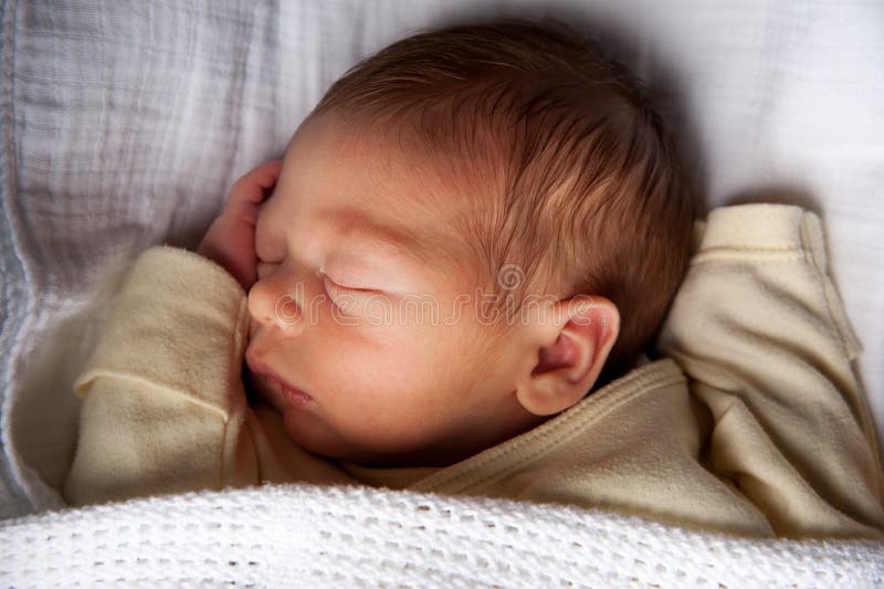 Cute Baby Boy Fast Asleep Inside His Crib Stock Image - Image of safe ...