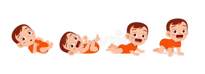 Cute Baby Boy in Growth Cycle Progress Set Stock Vector - Illustration ...