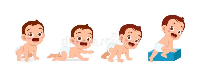 Cute Baby Boy in Growth Cycle Progress Set Stock Vector - Illustration ...
