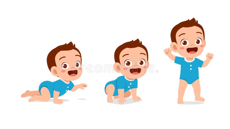 Cute Baby Boy in Growth Cycle Progress Set Stock Vector - Illustration ...