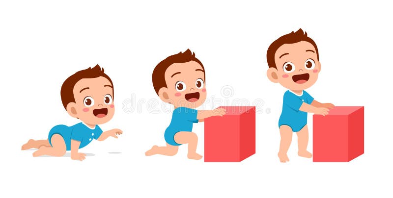 Cute Baby Boy in Growth Cycle Progress Set Stock Vector - Illustration ...