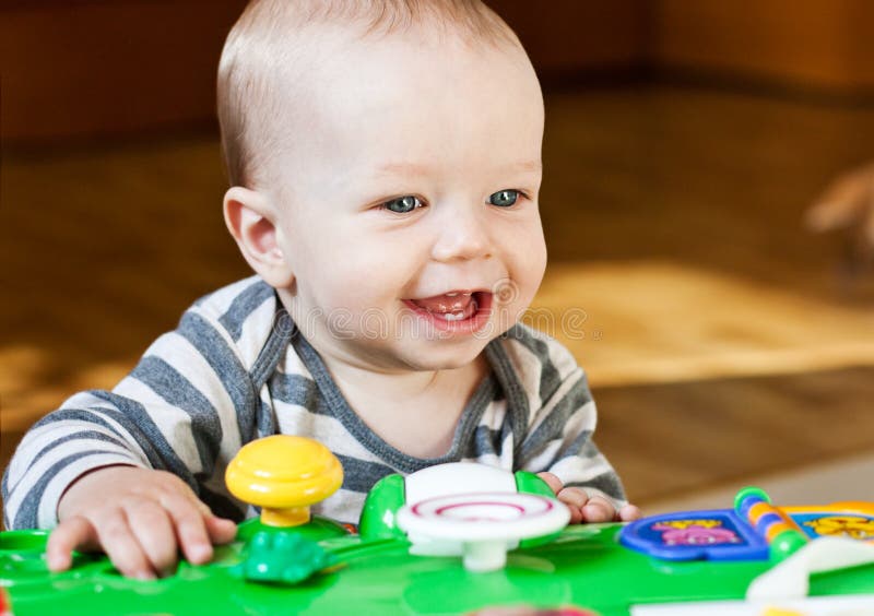 Cute Baby Boy Playing at Home Stock Image - Image of adorable, happy ...