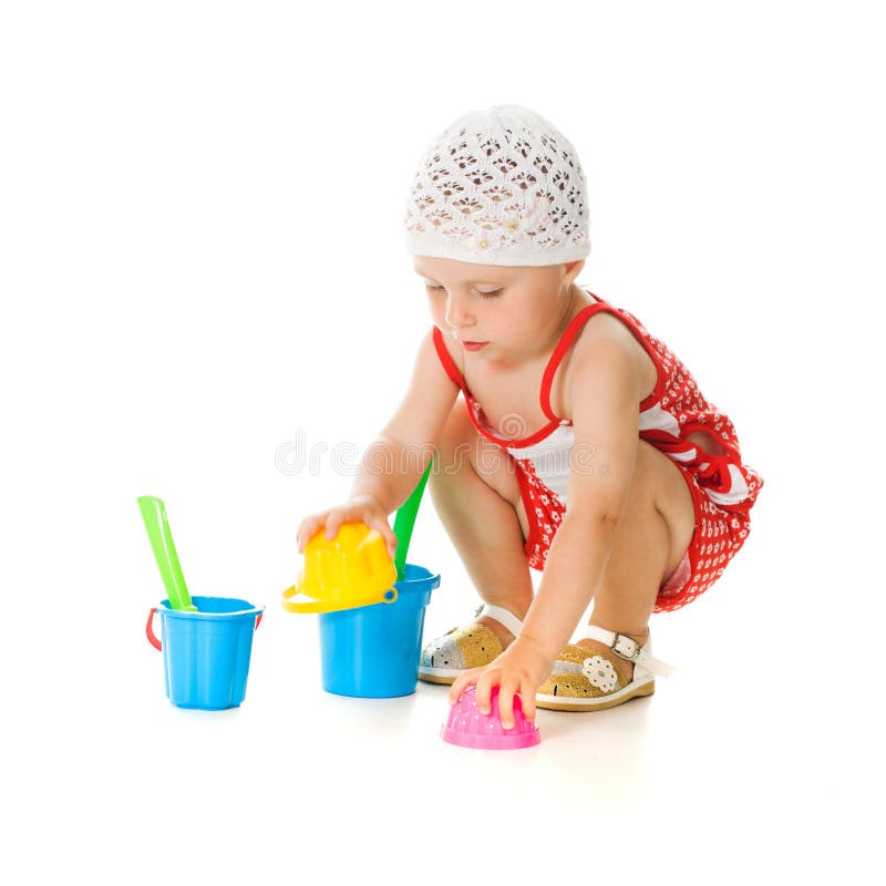 Cute Baby with Bucket and Spade Stock Image - Image of shovel, pretty ...