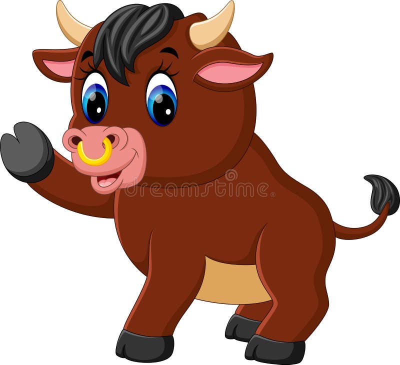 Cute baby bull cartoon stock vector. Illustration of savage - 70354986