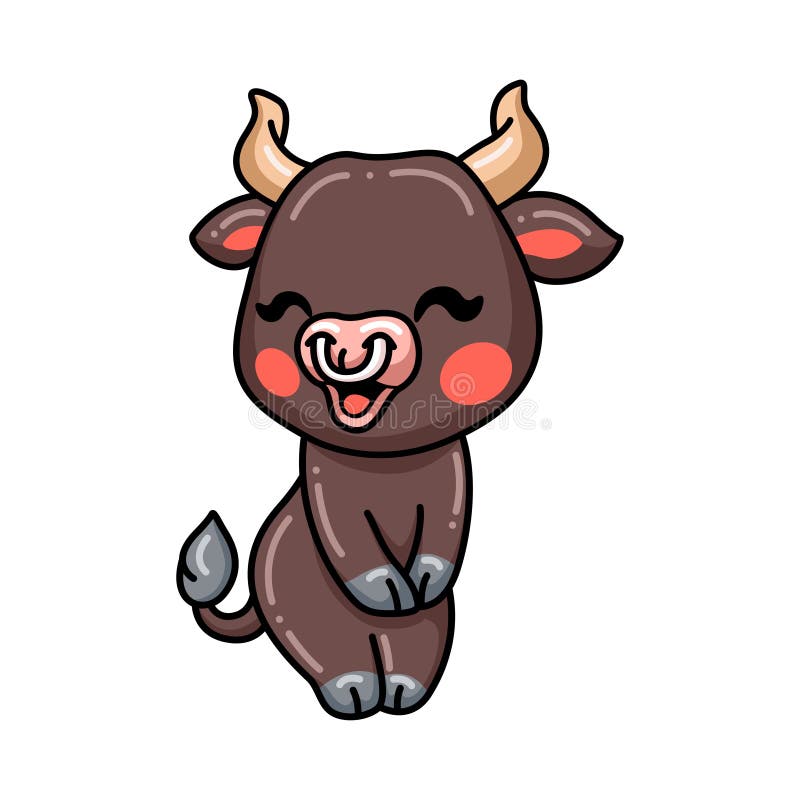 Cute Baby Bull Cartoon Posing Stock Vector - Illustration of happy ...