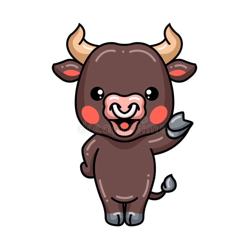 Cute Baby Bull Cartoon Presenting Stock Vector - Illustration of animal ...
