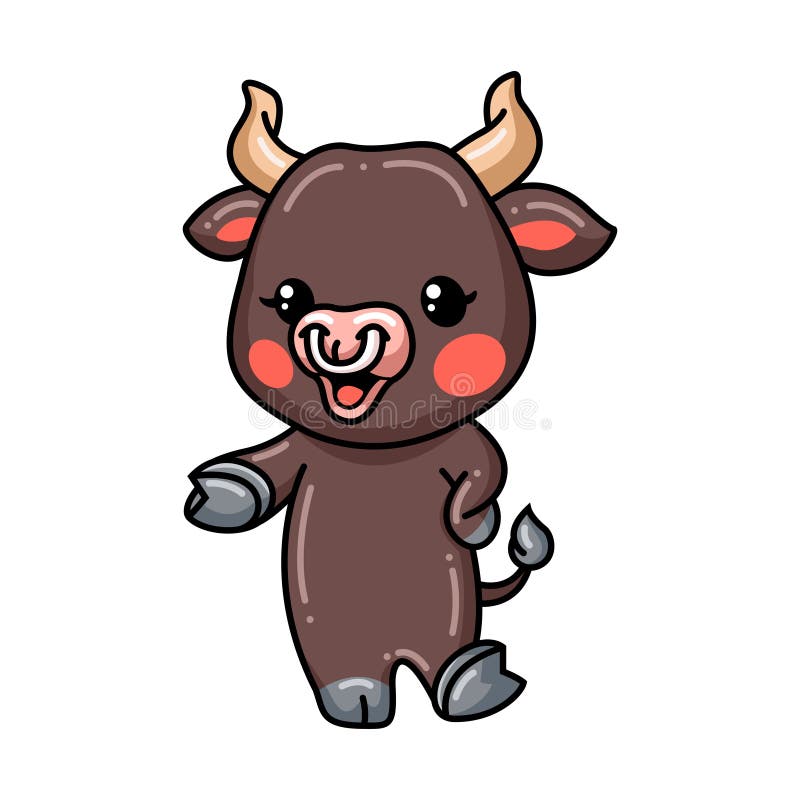 Cute Baby Bull Cartoon Presenting Stock Vector - Illustration of hand ...