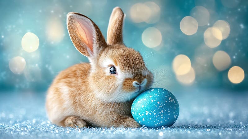 Cute Baby Bunny with Easter Egg Stock Illustration - Illustration of ...
