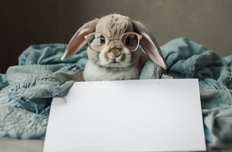 Cute Baby Bunny Holding Blank Sign, Ai Generated Stock Illustration ...