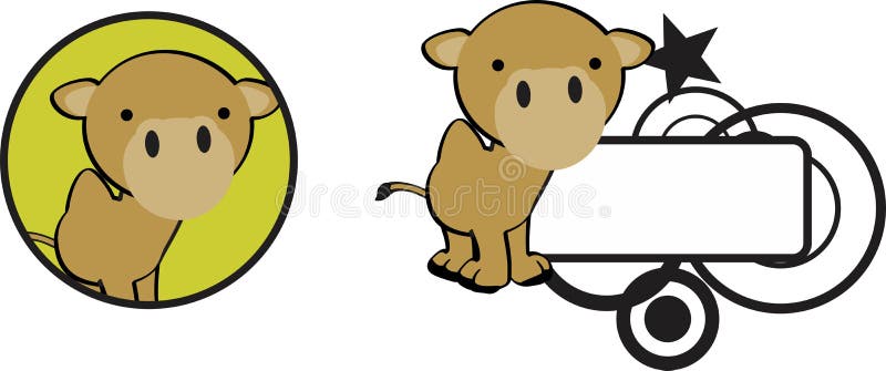 Cute Baby Camel Cartoon Copyspace Sticker Stock Vector - Illustration ...