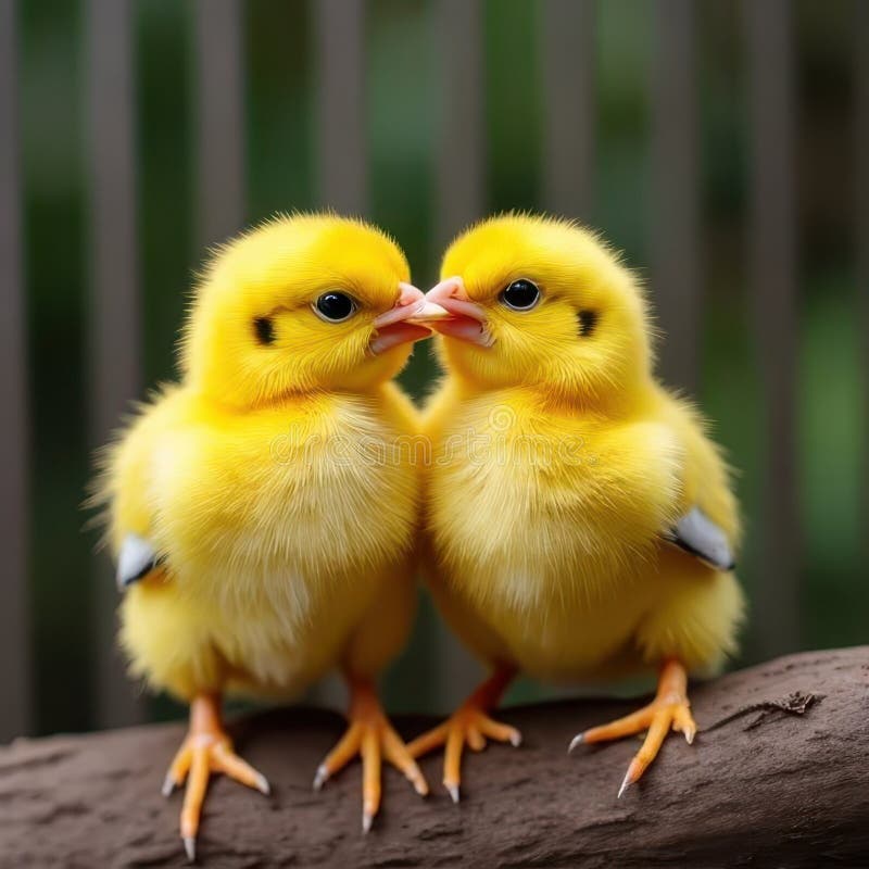 Cute Baby Canaries Singing Together in a Birdcage Stock Photo - Image ...