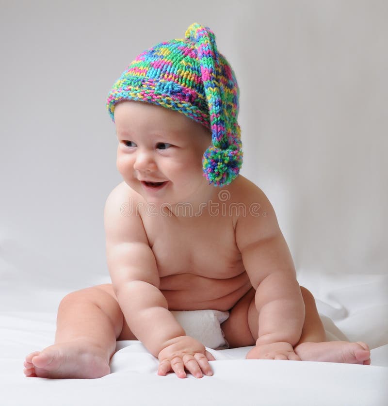 Cute baby in cap stock image. Image of smiling, smile - 28825939