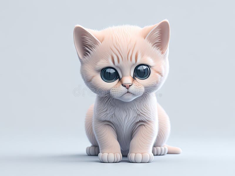 Cute Baby Cat Illustration 3d Style on White Background. Ai Generative ...
