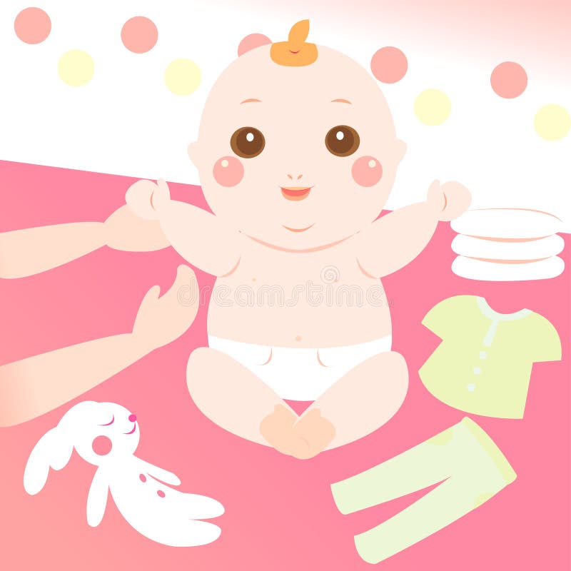 Cute baby changing clothes stock vector. Illustration of graphic - 21886347