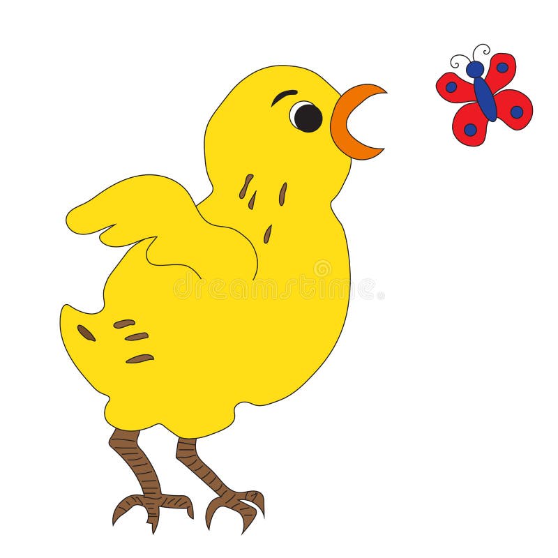 Cartoon Baby Chicken Fly stock vector. Illustration of cute - 47400046