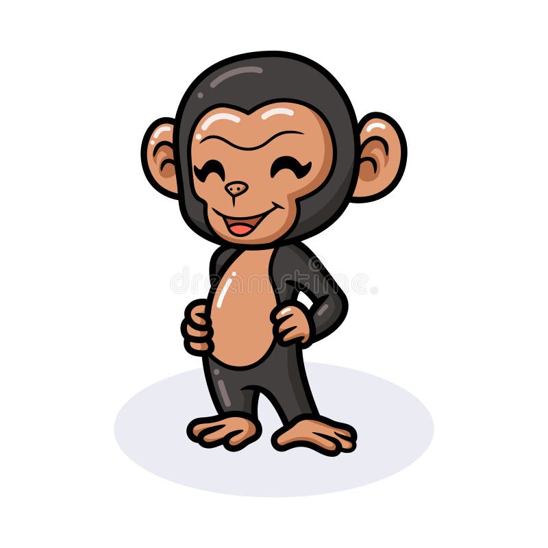 Cute Baby Chimpanzee Cartoon Standing Stock Vector - Illustration of ...
