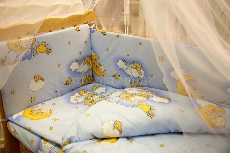 Cute Baby Cots with Pictures Stock Photo - Image of indoors, bedroom ...