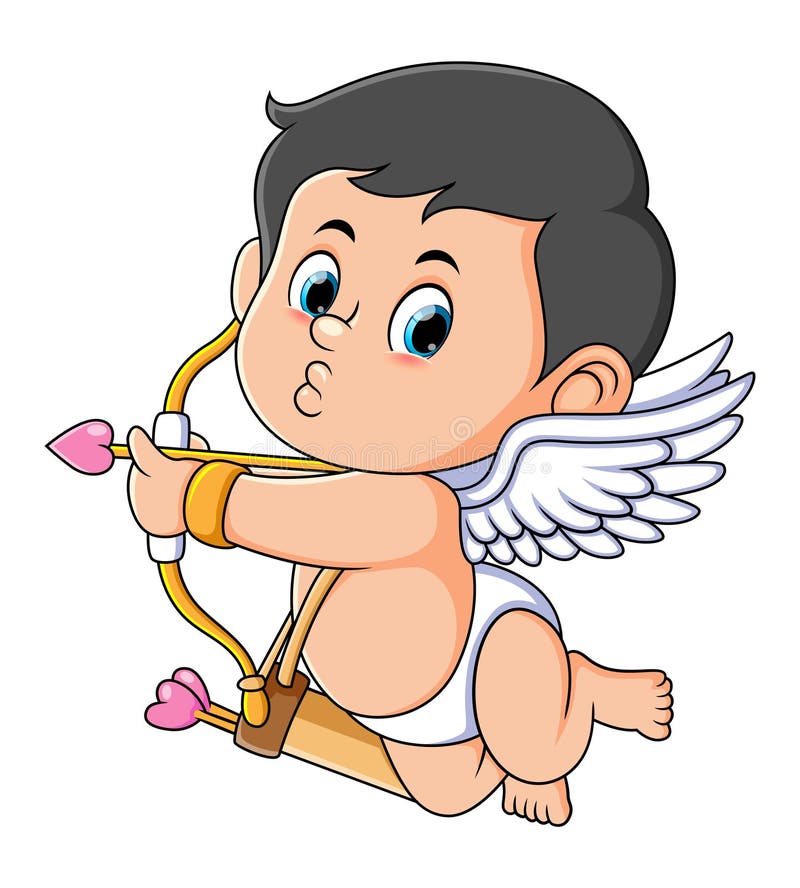 The Cute Baby Cupid Boy and Aiming the Target Stock Vector ...