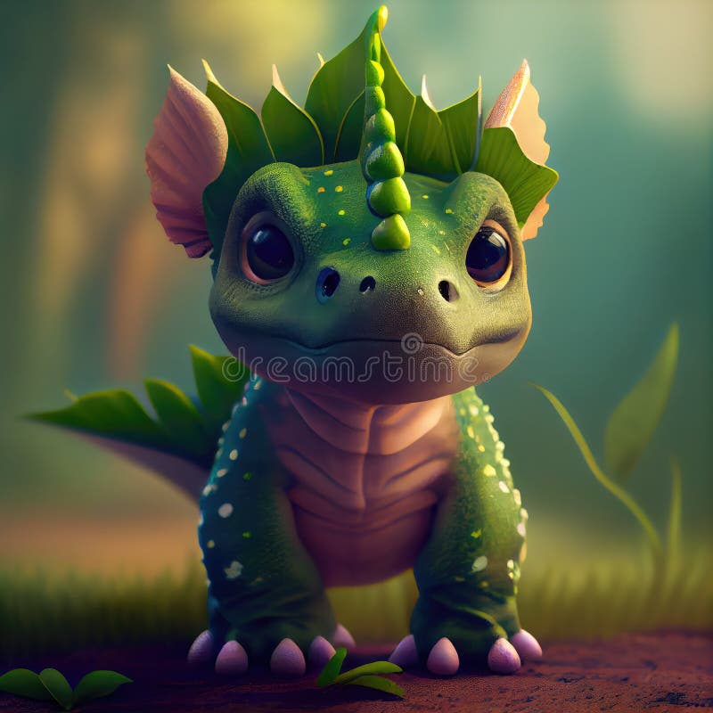 Cute Baby Dino. Generative AI Stock Illustration - Illustration of ...