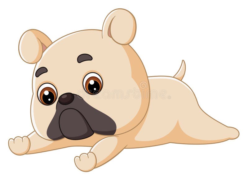 The Cute Baby Dog Rolls Over Playfully, Tail Wagging Stock Illustration ...