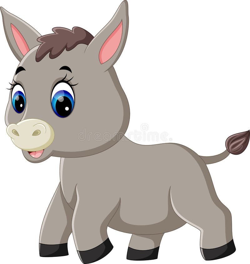 Cute baby donkey cartoon stock vector. Illustration of cute - 70726245