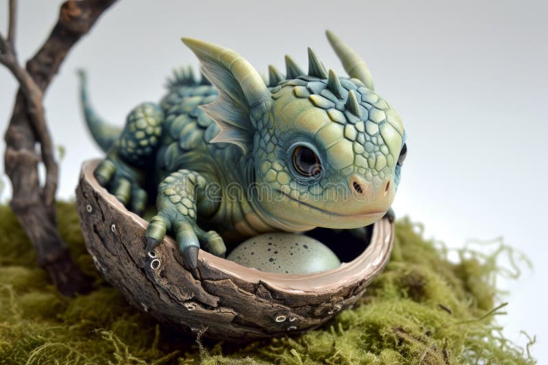 Cute Baby Dragon Hatching from Egg Stock Image - Image of enchantment ...